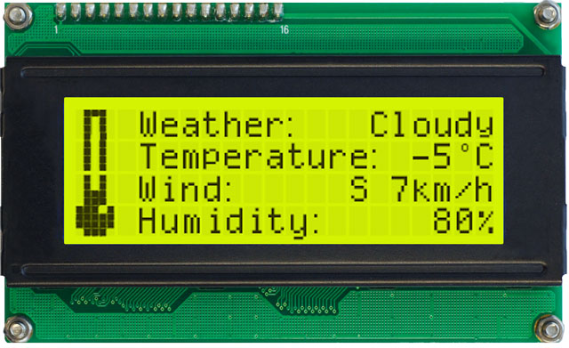 Intelligent 20x4 Serial Character LCD Display