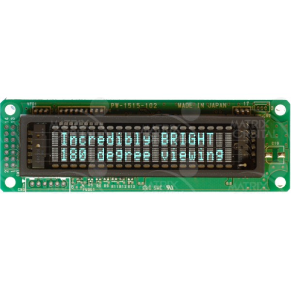 20x2 character VFD display